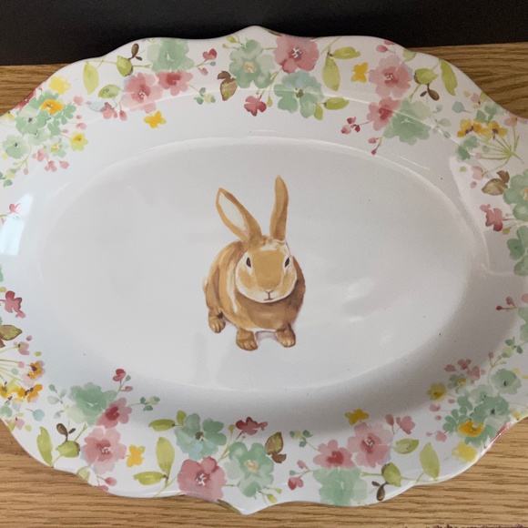 222 Fifth | Dining | 222 Fifth Sydney Easter Bunny Floral Oval Platter ...